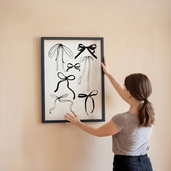 Dark Coquette Room Decor Black Bow Ribbon Wall Art Poster Retro French ...