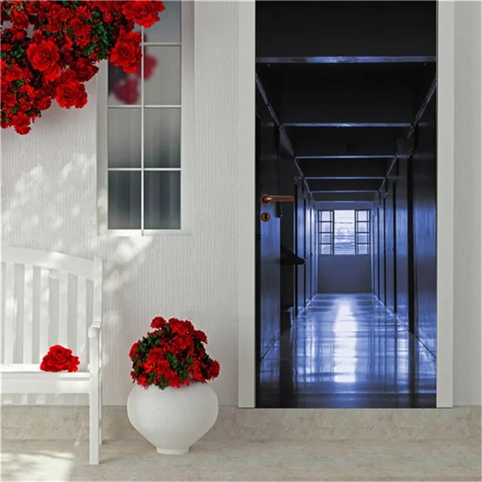 Dark Corridor Tunnel Door Sticker 3D Wallpapers Castle Iron Prison ...