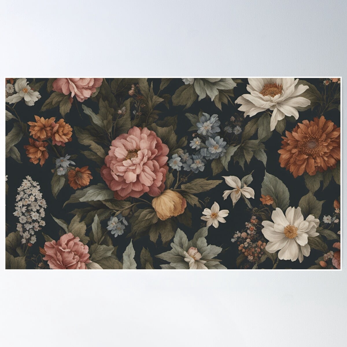 Dark Cottage Core Flowers Poster Wall Art, Modern Wall Decor For Living ...