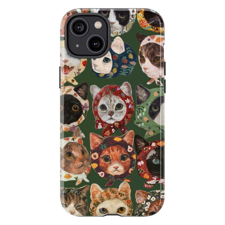 Dark Cottagecore Bonnet Cat Phone Case, Vintage Floral Collage iPhone ...