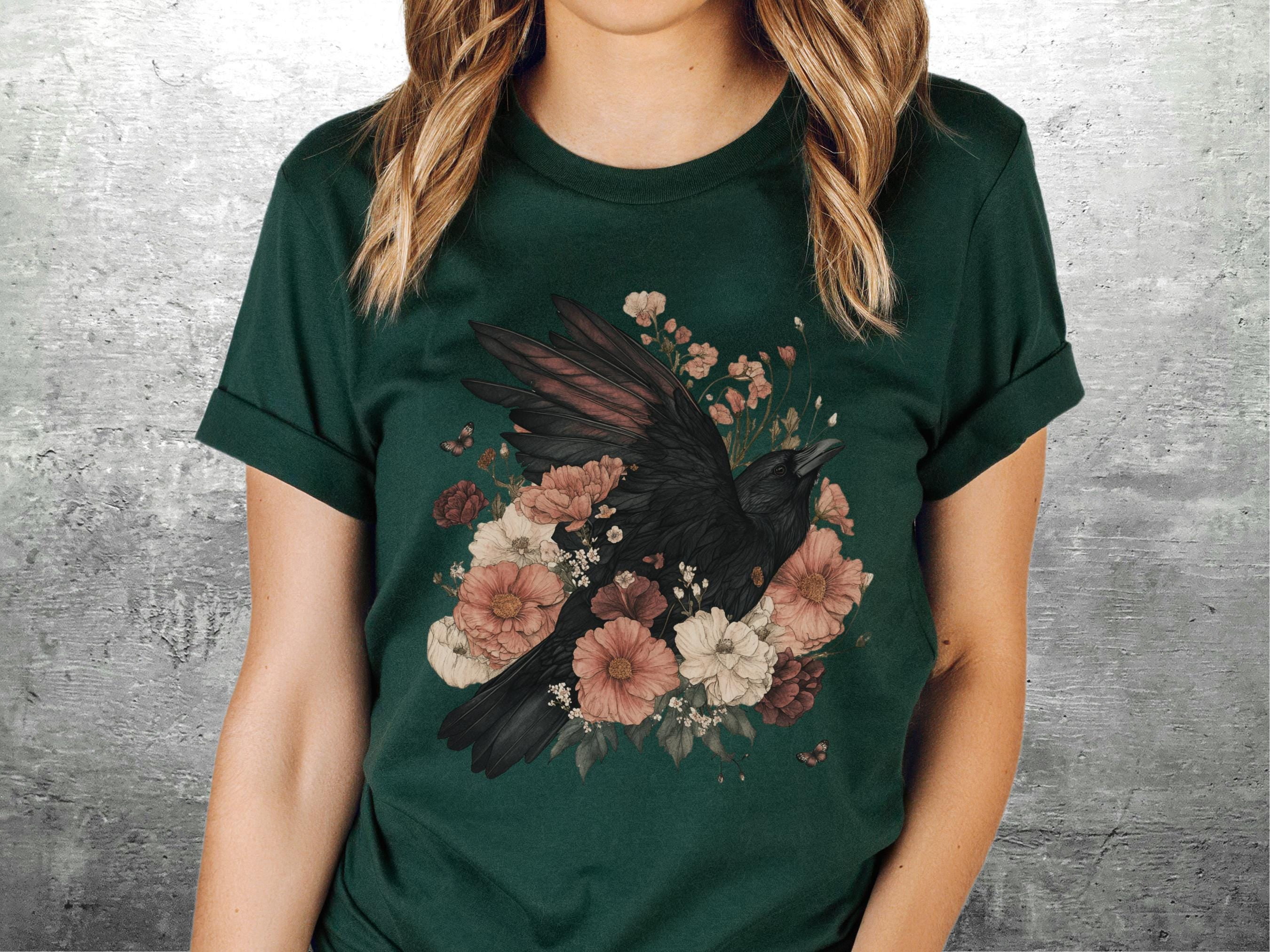 Dark Cottagecore Crow Shirt, Raven Shirt, Goblincore Shirt, Witchy ...