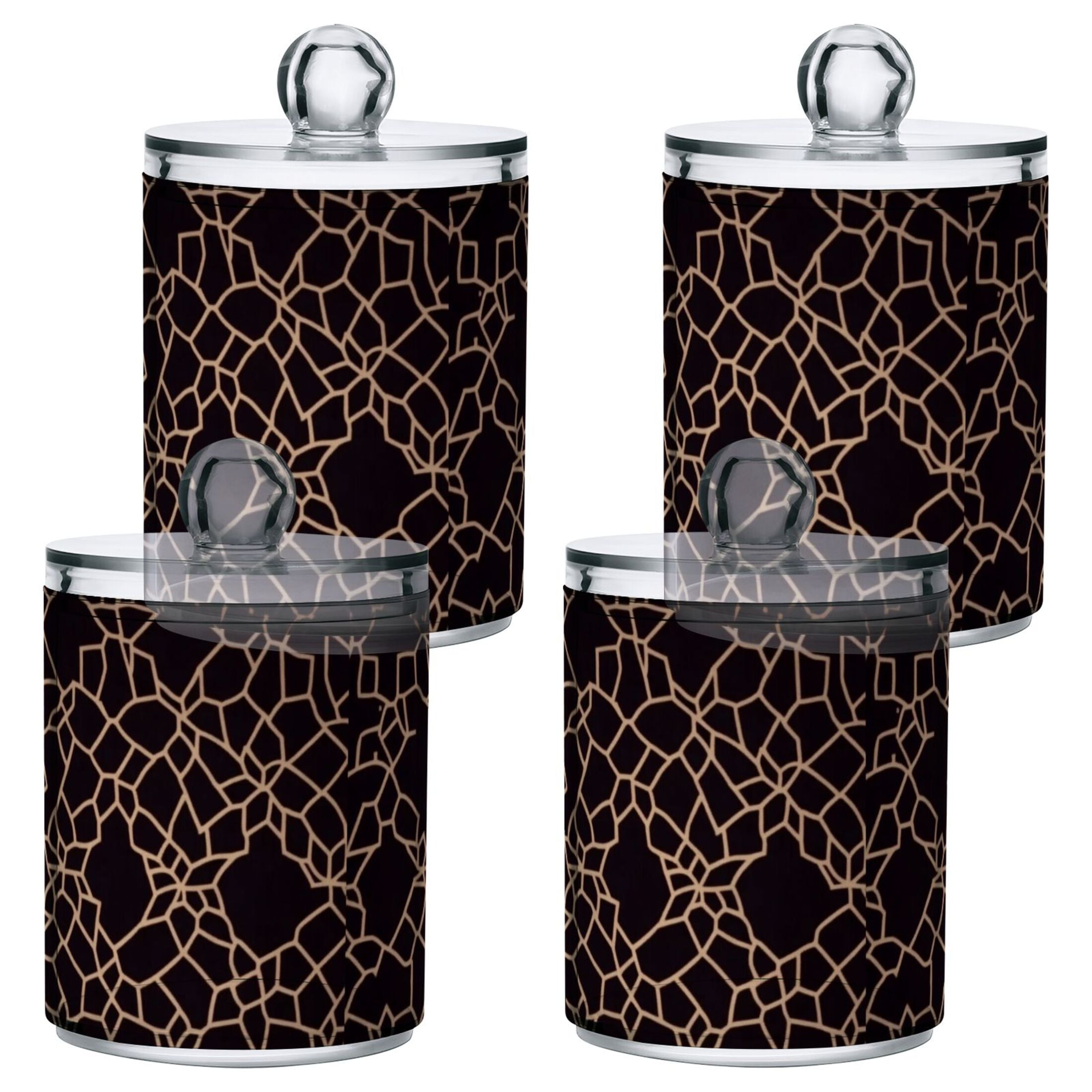 Dark Cracked Surface Pattern Bathroom Canisters Set of 4 Translucent ...