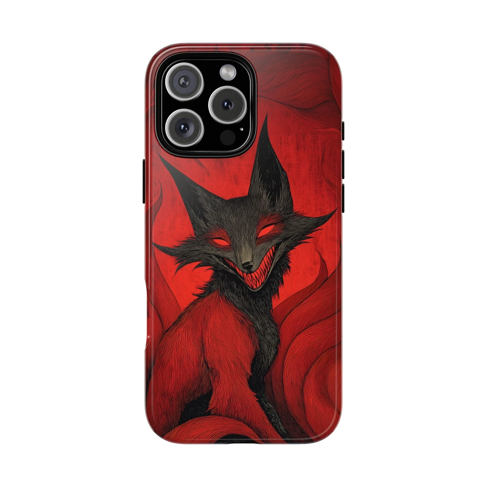 Dark Crimson Kitsune Fox Mythical Themed Phone Case with iPhone 17 to 11 Pro Max - Walmart.com