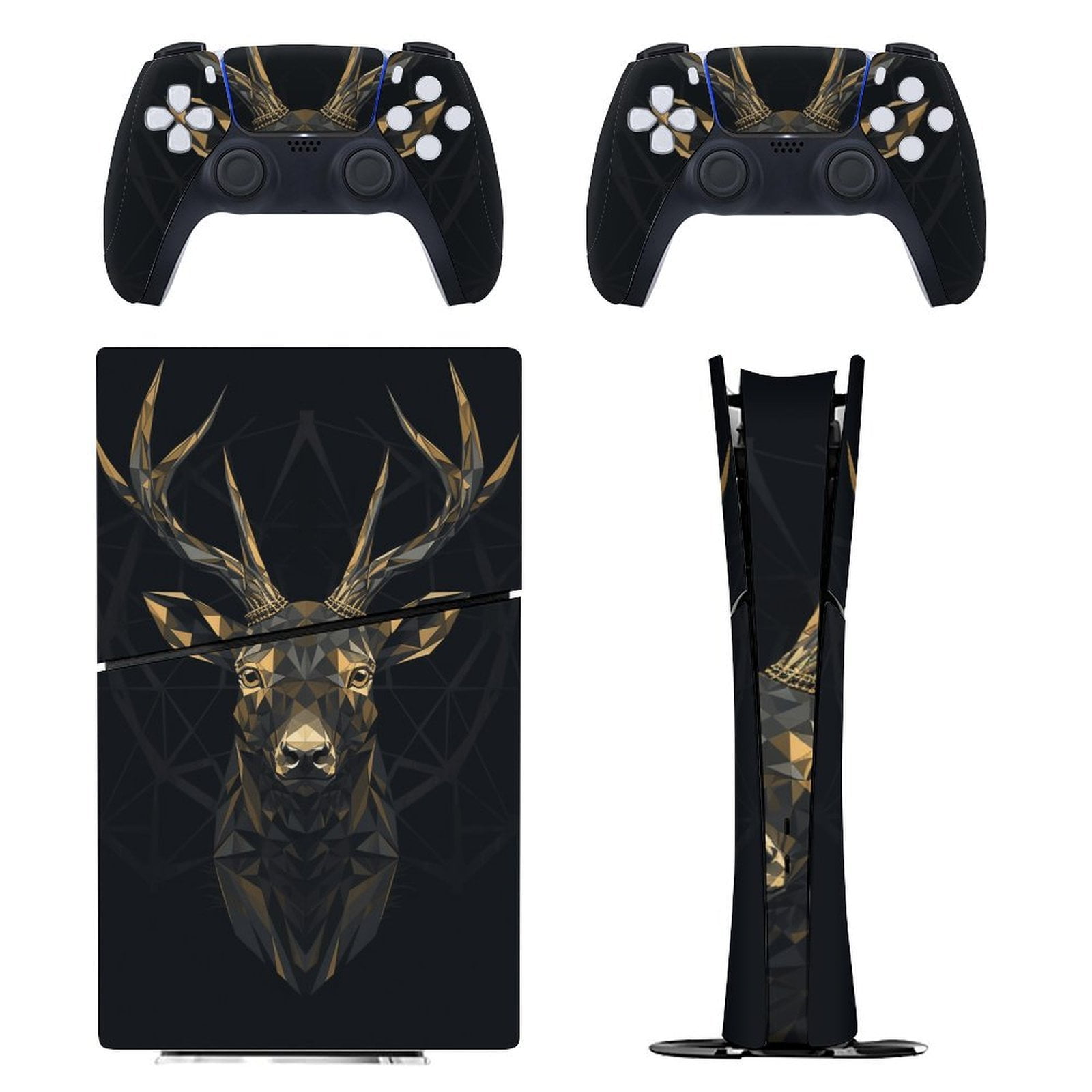 Dark Deer Geometric Console Skin Bundle for PS5 Pro Slim Disc & Digital ...