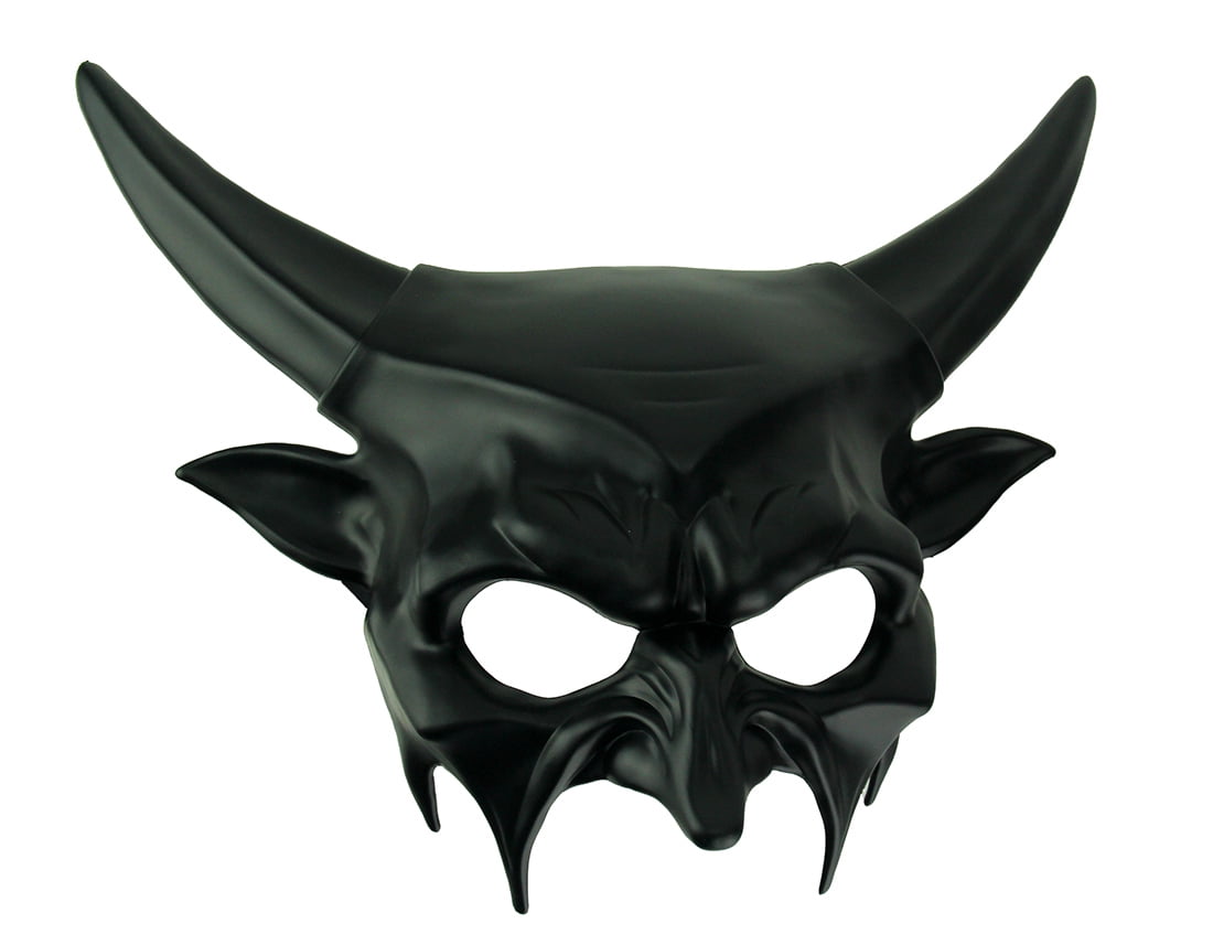 Dark Demon Adult Black Molded Horned Devil Mask - Walmart.com