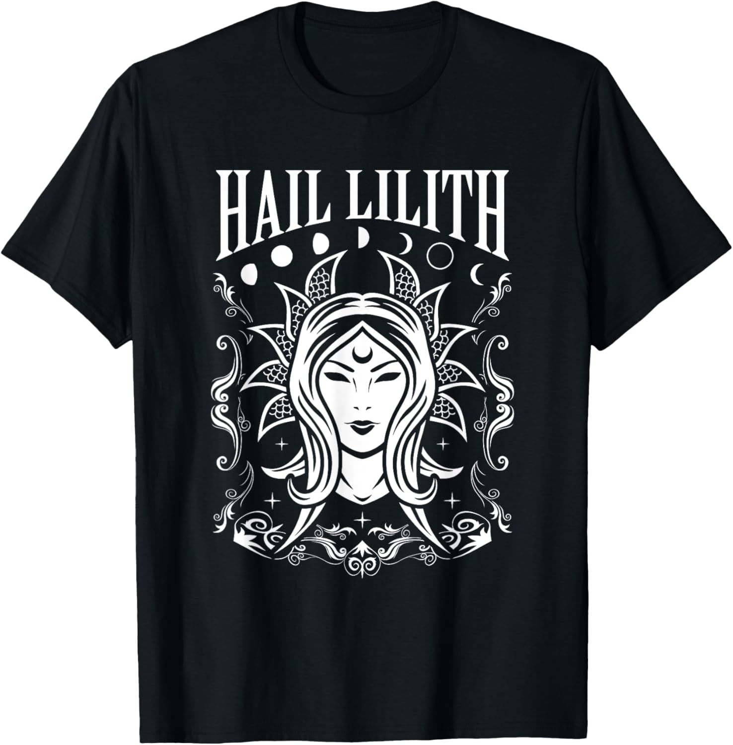 Dark Demon Occult Hail Lilith and Full Moon Cycle Women's T-Shirt ...