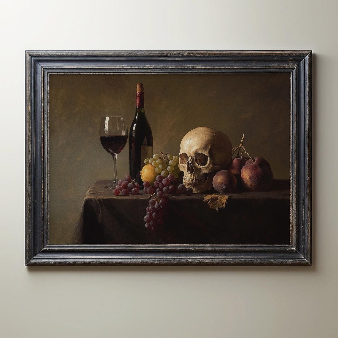 Dark Dinner Table Painting, Kitchen Still Life Print, Moody Dark ...