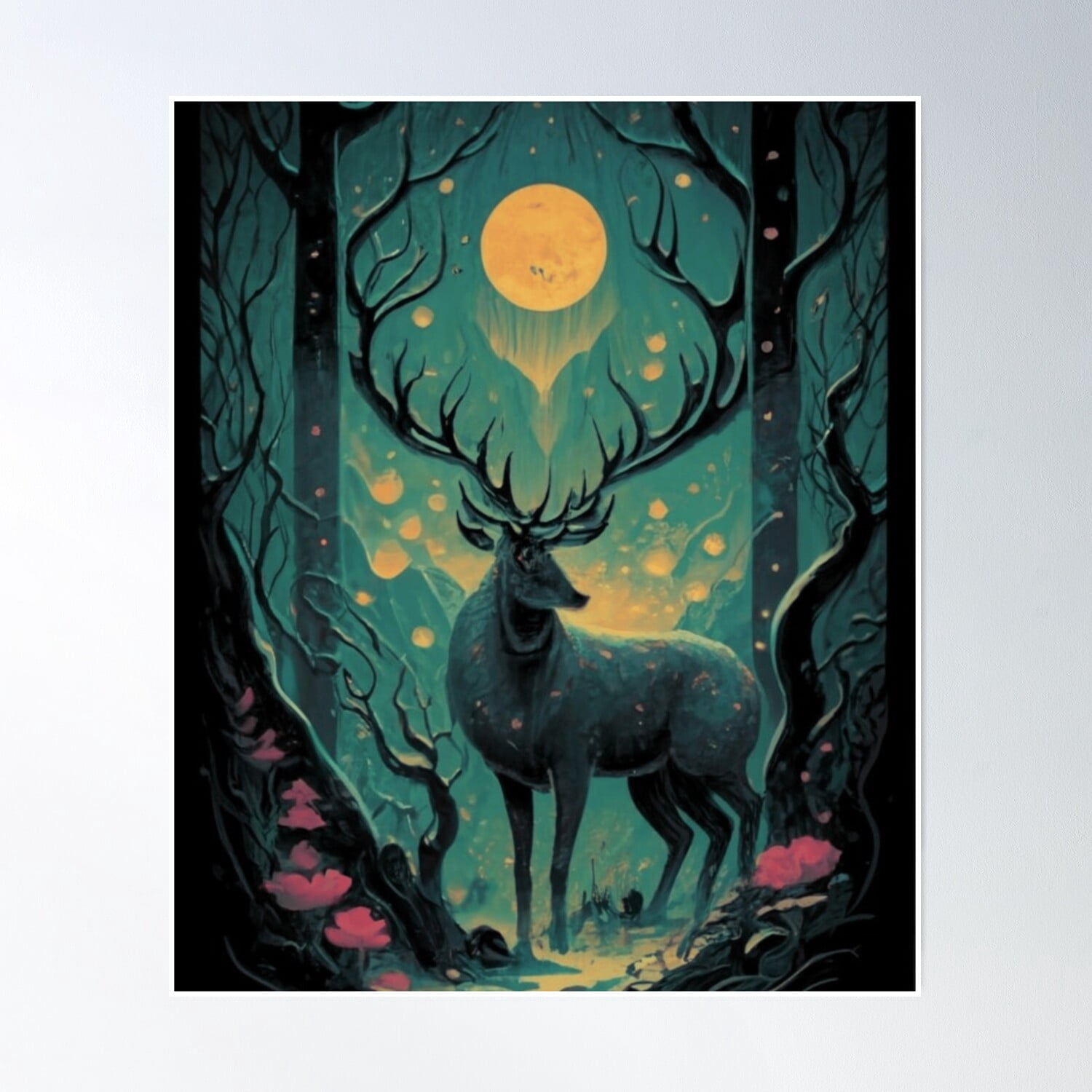 Dark Dream Forest, Scary Forest Poster Wall Art, Modern Wall Decor ...