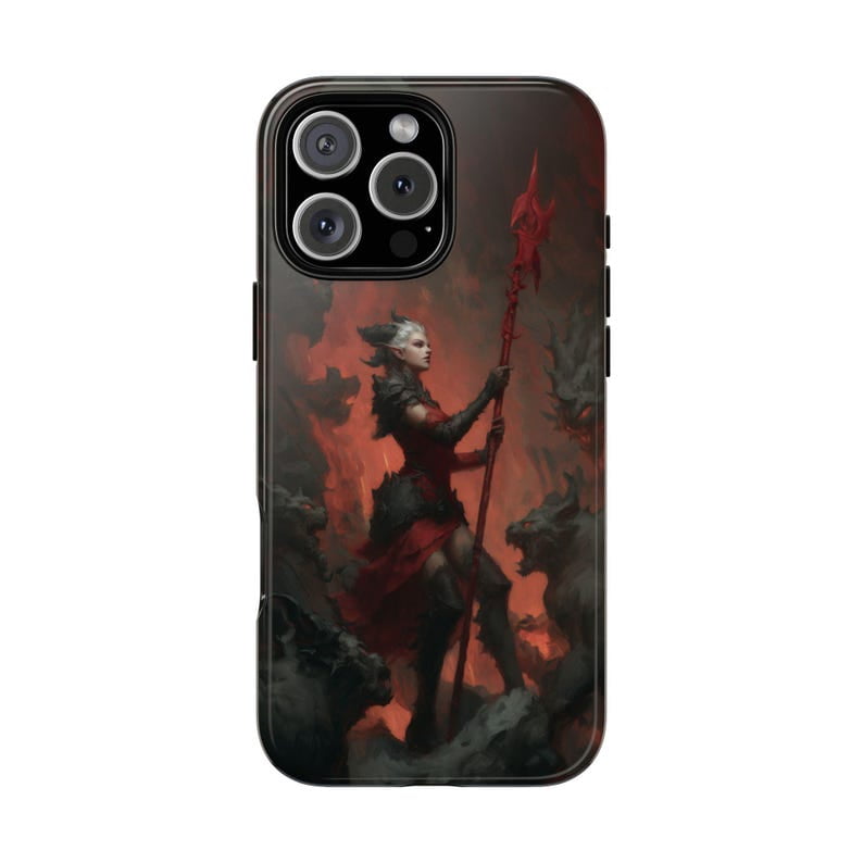 Dark Elf Queen with Beasts and Magical Staff Fantasy Artwork Phone Case ...