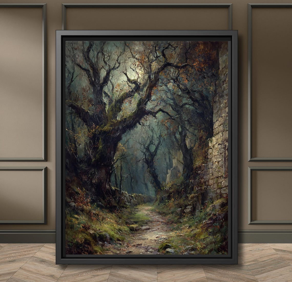 Dark Enchanted Forest Path Poster Gothic Ruins Artwork Haunted Tree ...