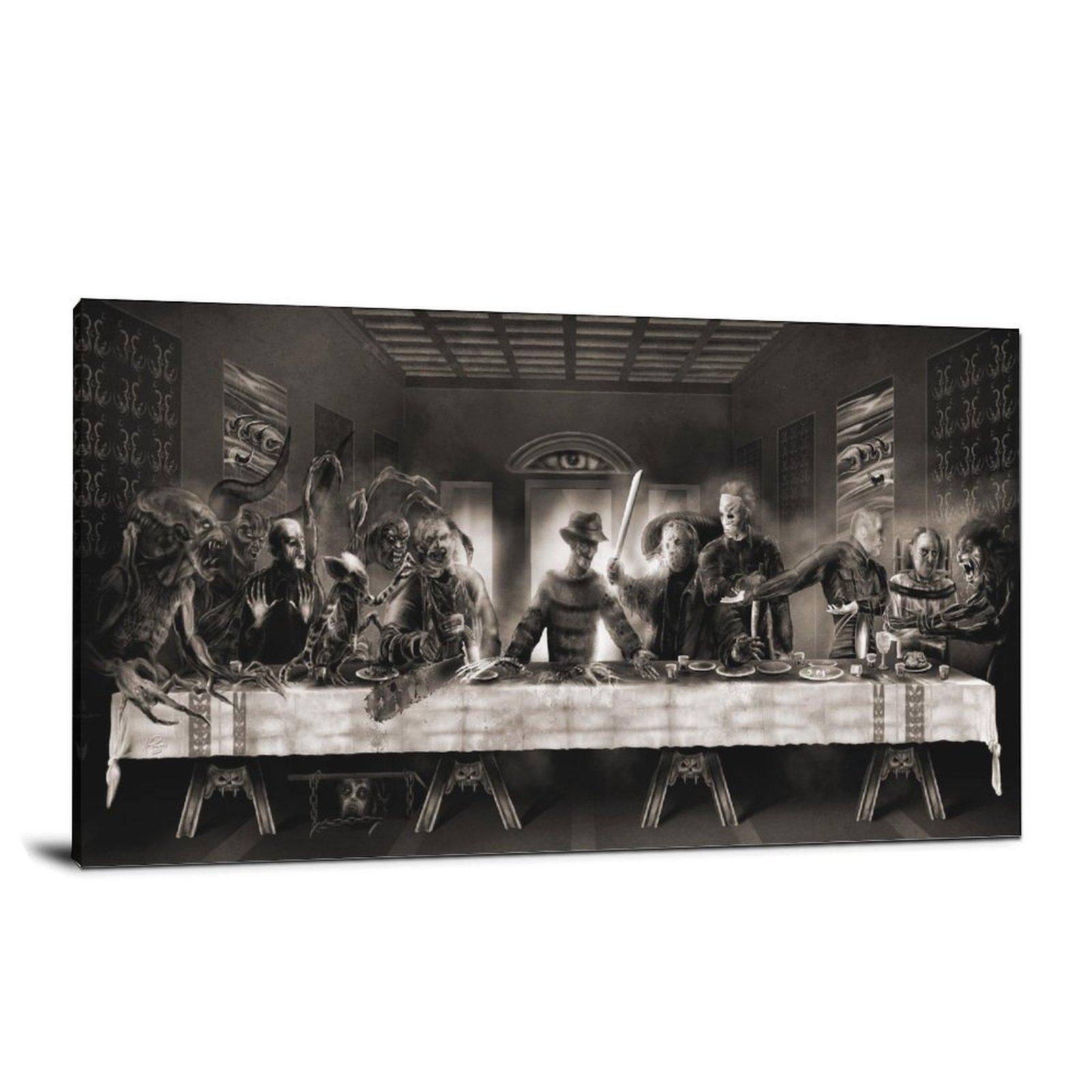 Dark Evil Last Supper Freddy Vs Jason Myers Horror Movie Wall Art ...