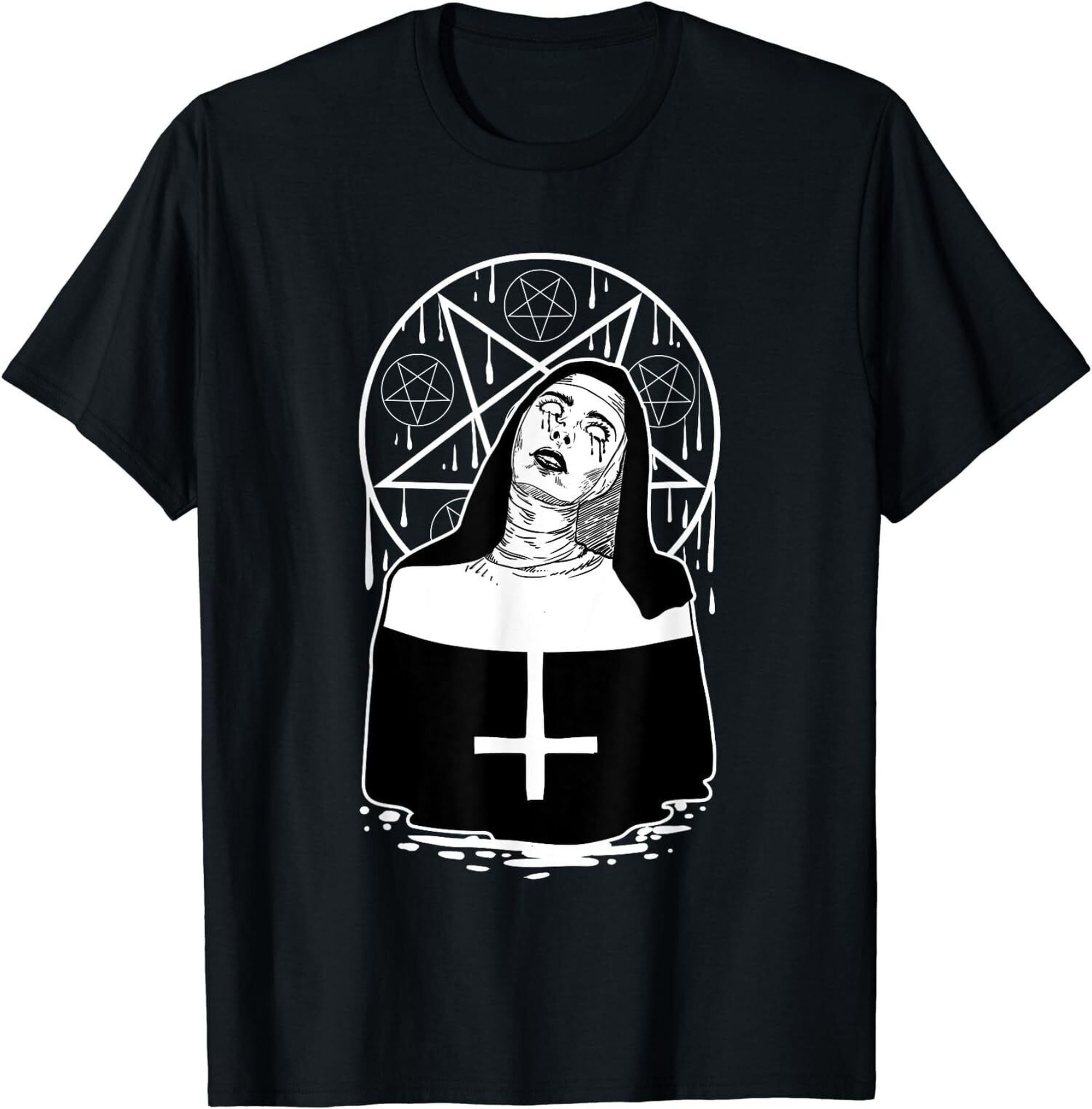 Dark Evil Nun Pentagram Scary Nun T-Shirt - Walmart.com
