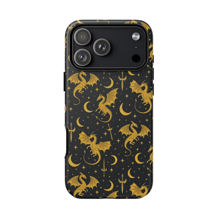 Dark Fantasy Dragon Gold Style Case for iPhone 11 12 13 14 15 16 17 Pro ...