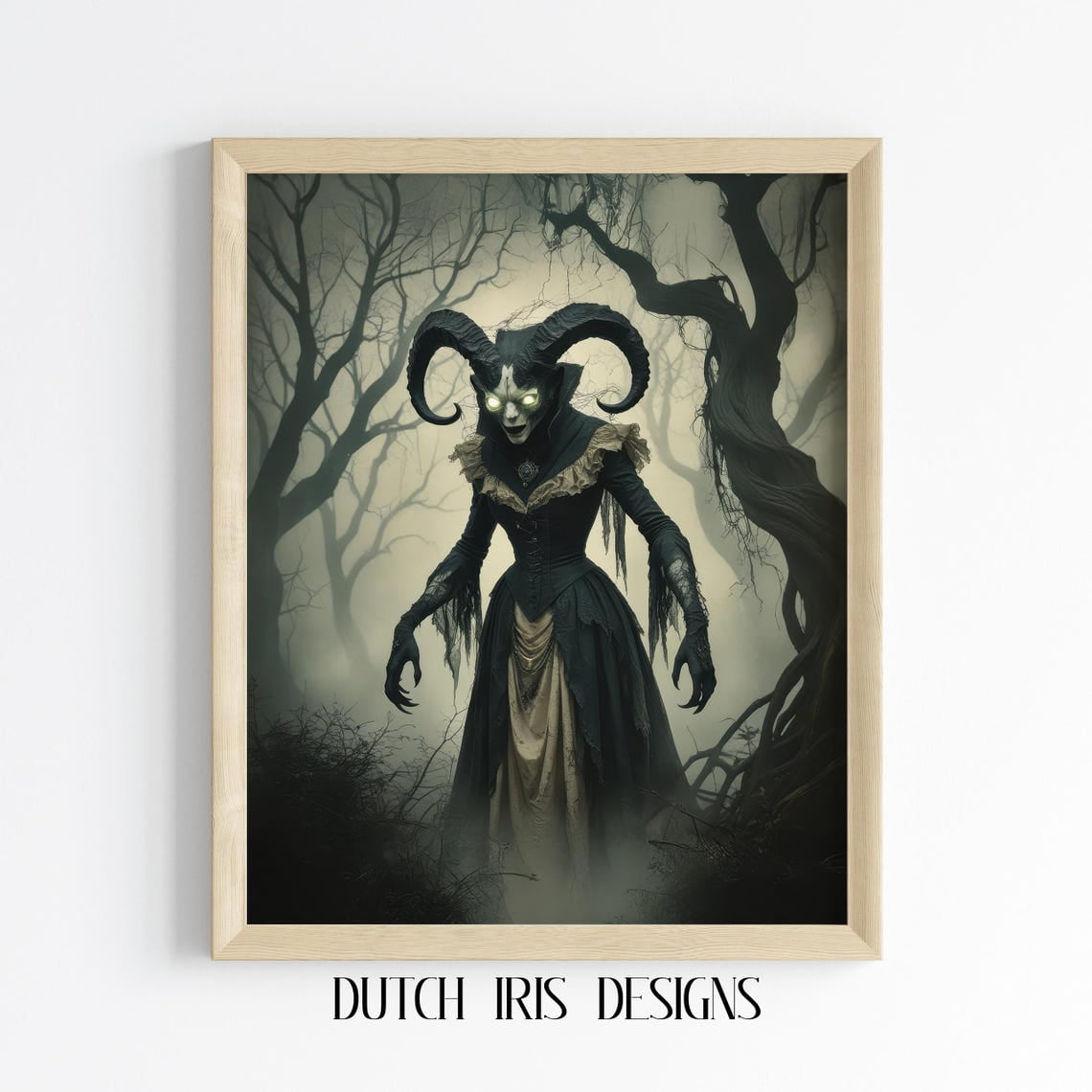 Dark Fantasy Wall Art, Mysterious Evil Goat Woman, Spooky Decor ...