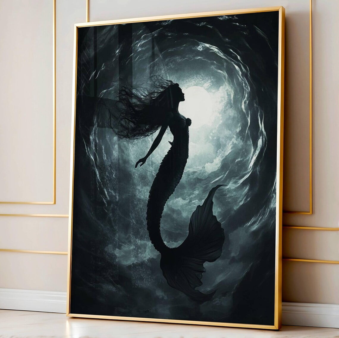 Dark Fantasy Wall Decor, Dark Siren, Creepy Mermaid Art, Moody Sea Art ...