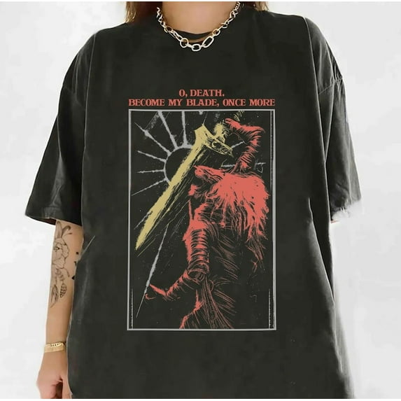 Dark Fantasy Warrior Graphic Tee Epic Blade Knight Illustration ...