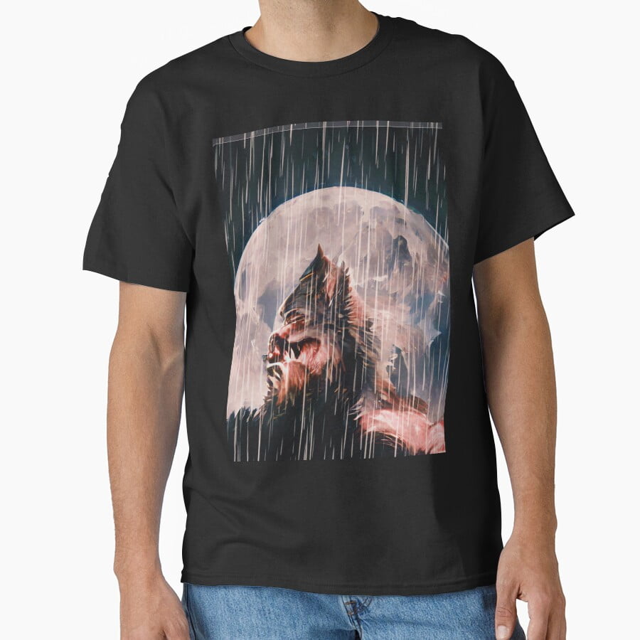 Dark Fantasy Werewolf Full Moon Rain Dramatic Lunar Beast Unisex T ...