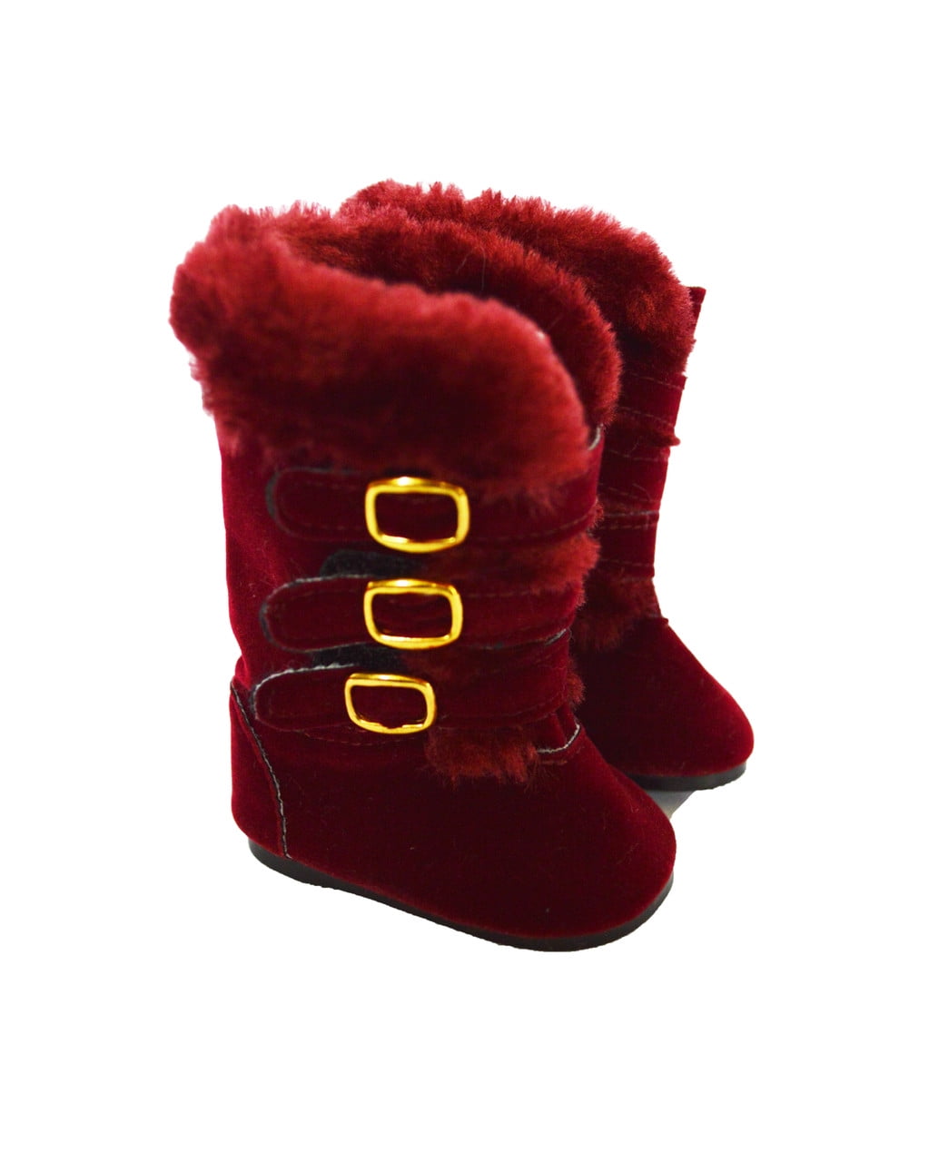 18 Inch Fashion Girl Doll Dark Faux Fur Boots with Buckles - Walmart.com