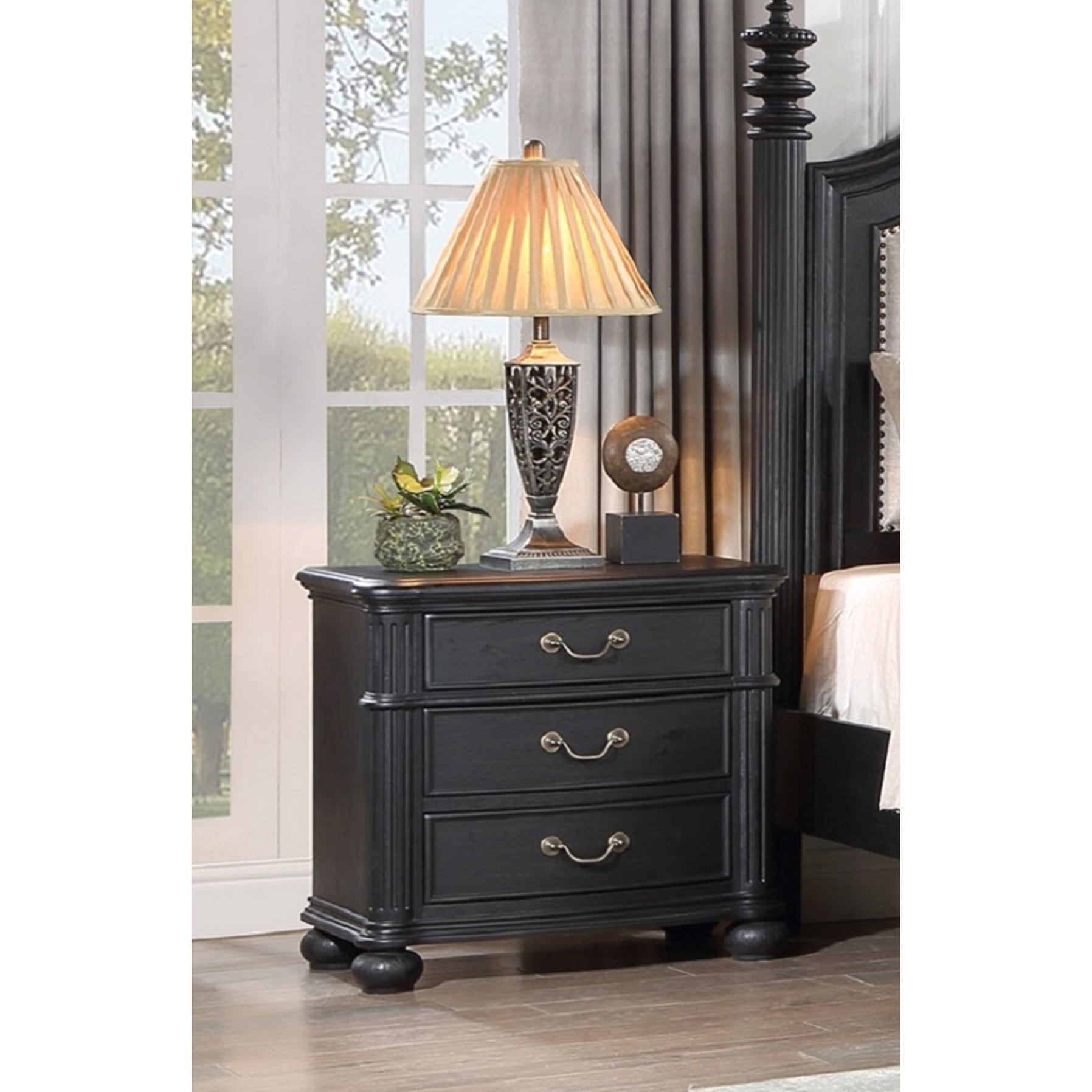 Dark Finished Appearance - 3 Drawer Setup - Bedroom Arranging - Durable ...