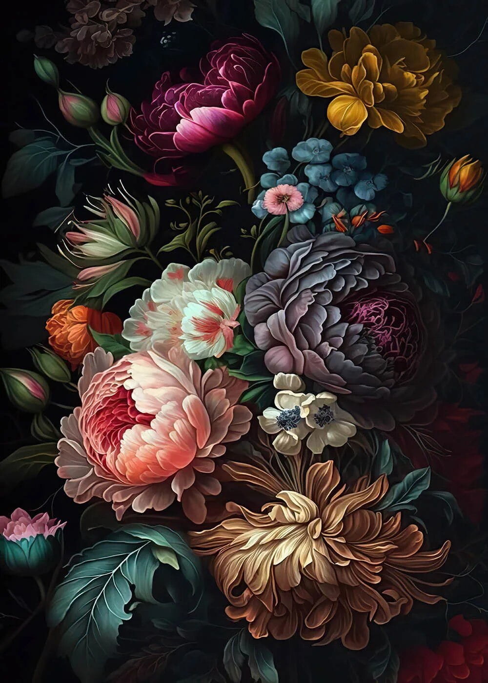 Dark Floral Background Adult Art Portrait Poster Curtain Maternity ...