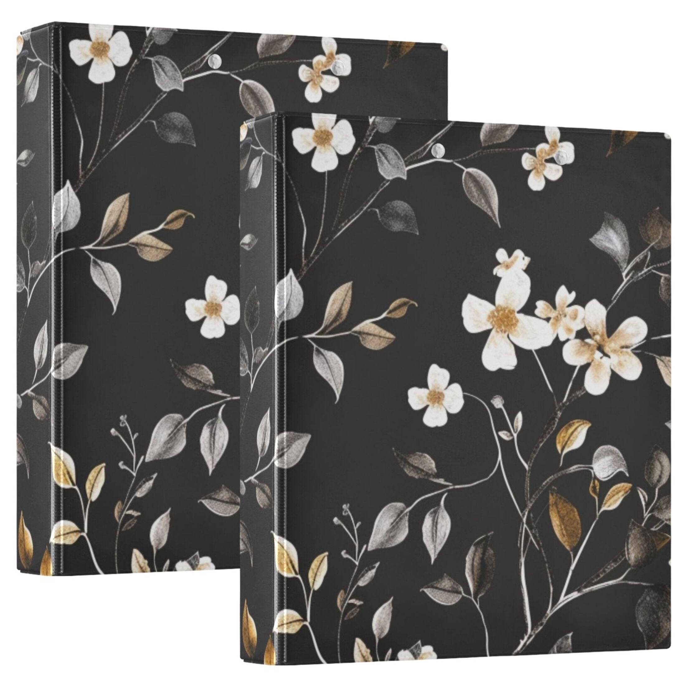 Dark Floral and Botanical Flower 3 Ring Hardcover Binders 1.5" Round ...