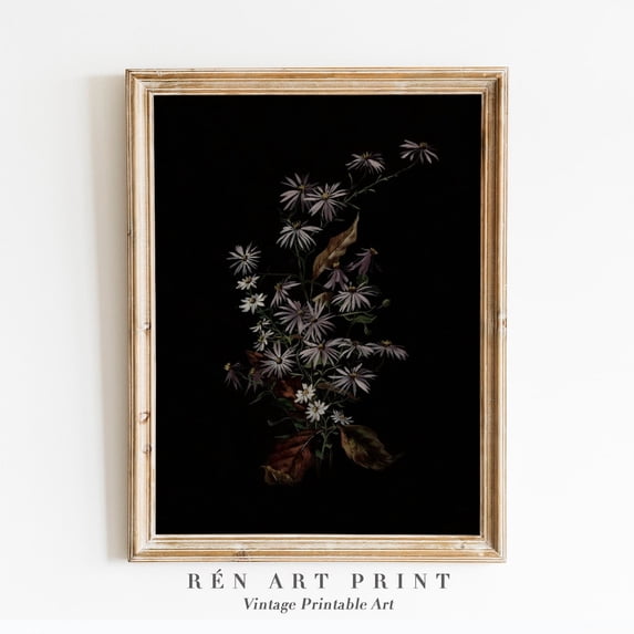 Dark Floral Botanical Poster Moody Vintage Wall Art Design1 Poster ...