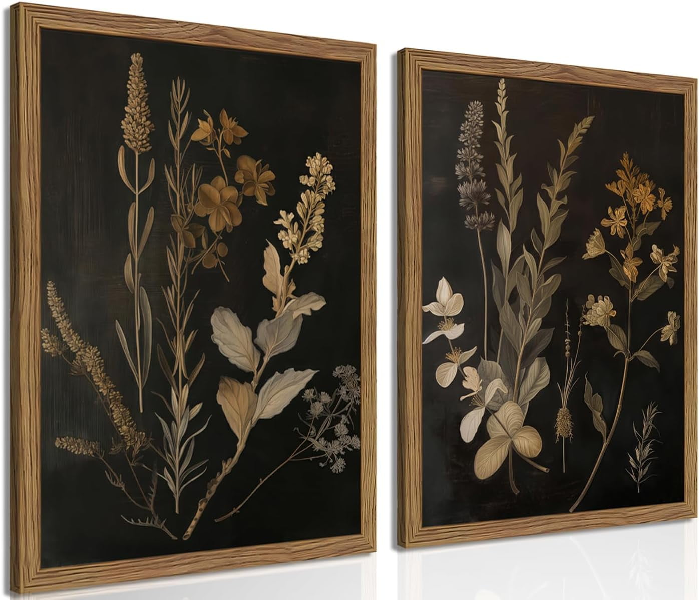 Dark Floral Canvas Wall Art Set Dark Academia Flower Prints Vintage Botanical Wall Painting ...