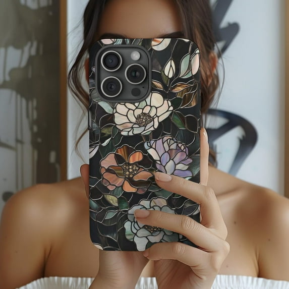 Dark Floral Goth Stained Glass Mosaic Phone Case 17 16 15 14 13 12 11 ...