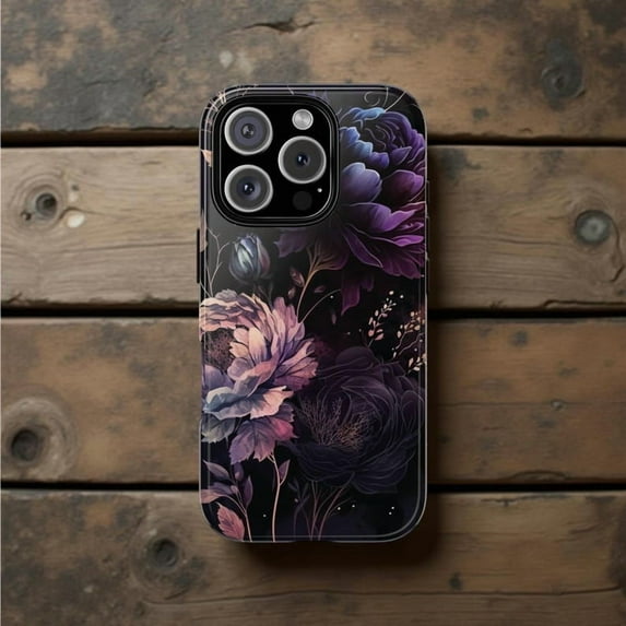 Dark Floral Gothic Academia Tough Phone Case for iPhone 12-17 Pro Max ...
