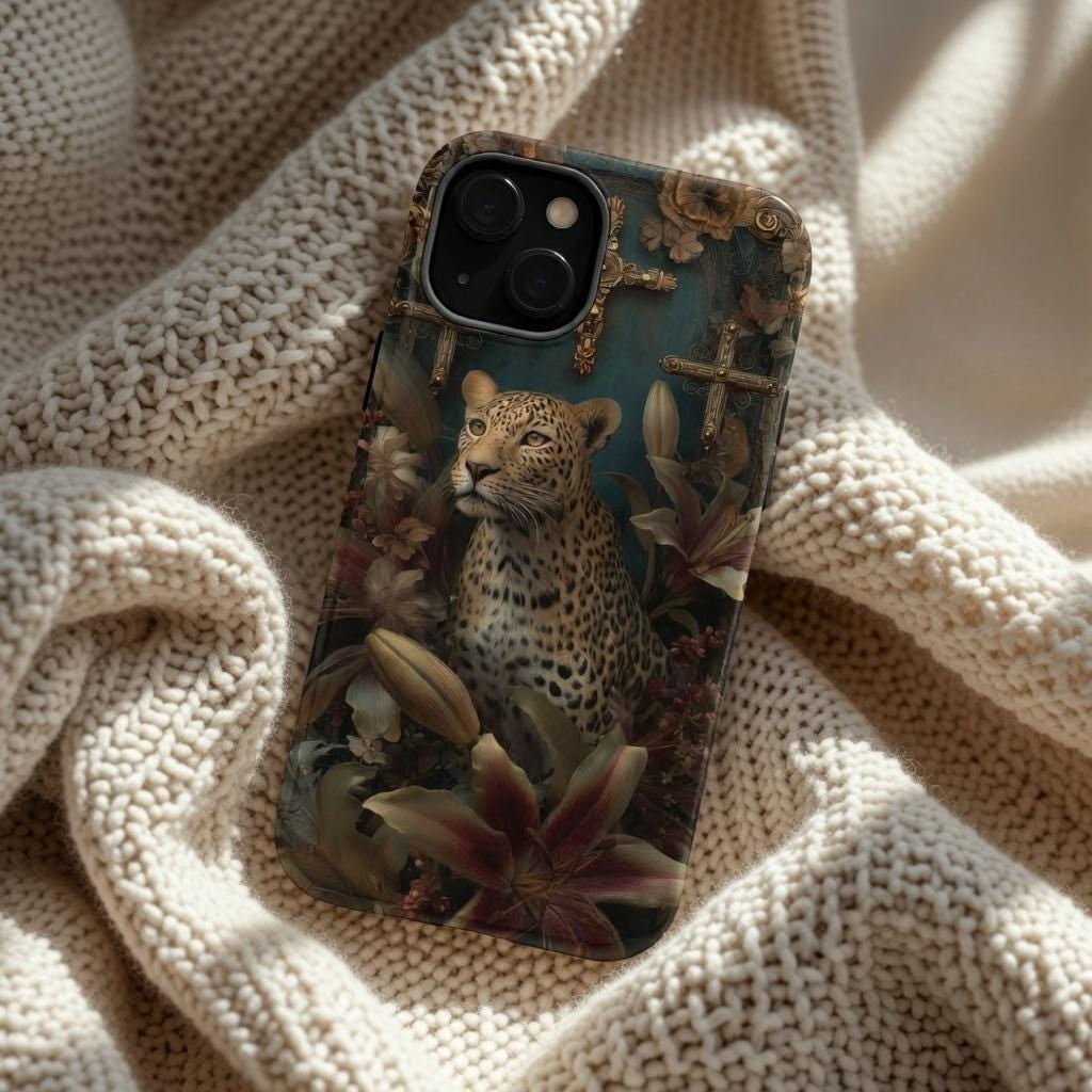 Dark Floral Leopard Print Case - Exotic Animal Skin Tough MagSafe ...