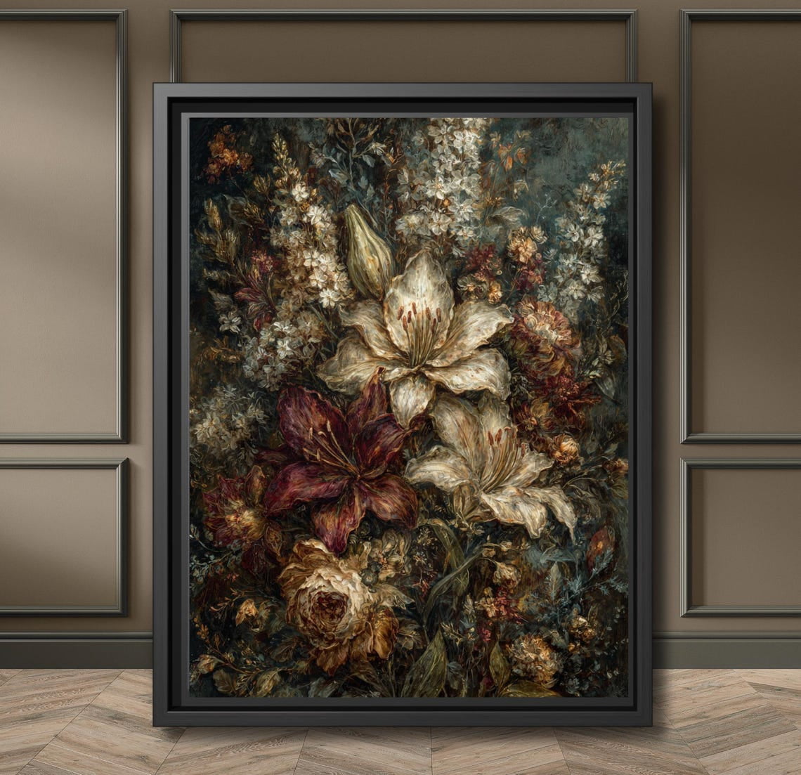 Dark Floral Lily Poster Baroque Botanical Wall Art Moody Still Life ...