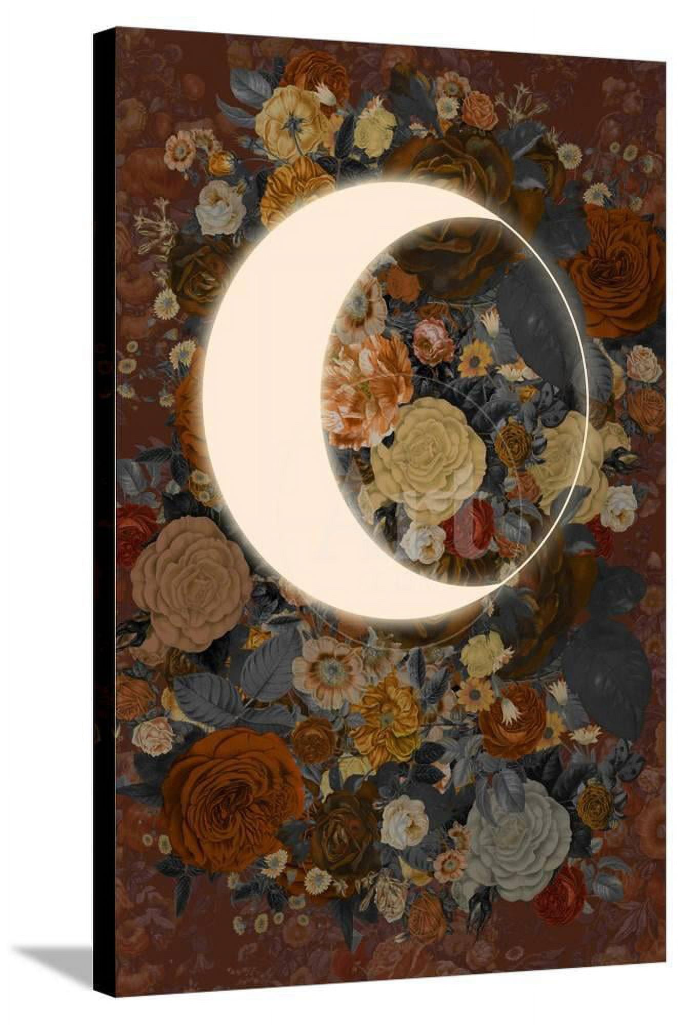 Dark Floral Lunar Eclipse, Botanical Stretched Canvas Wall Art Sold by Art.Com - Walmart.com