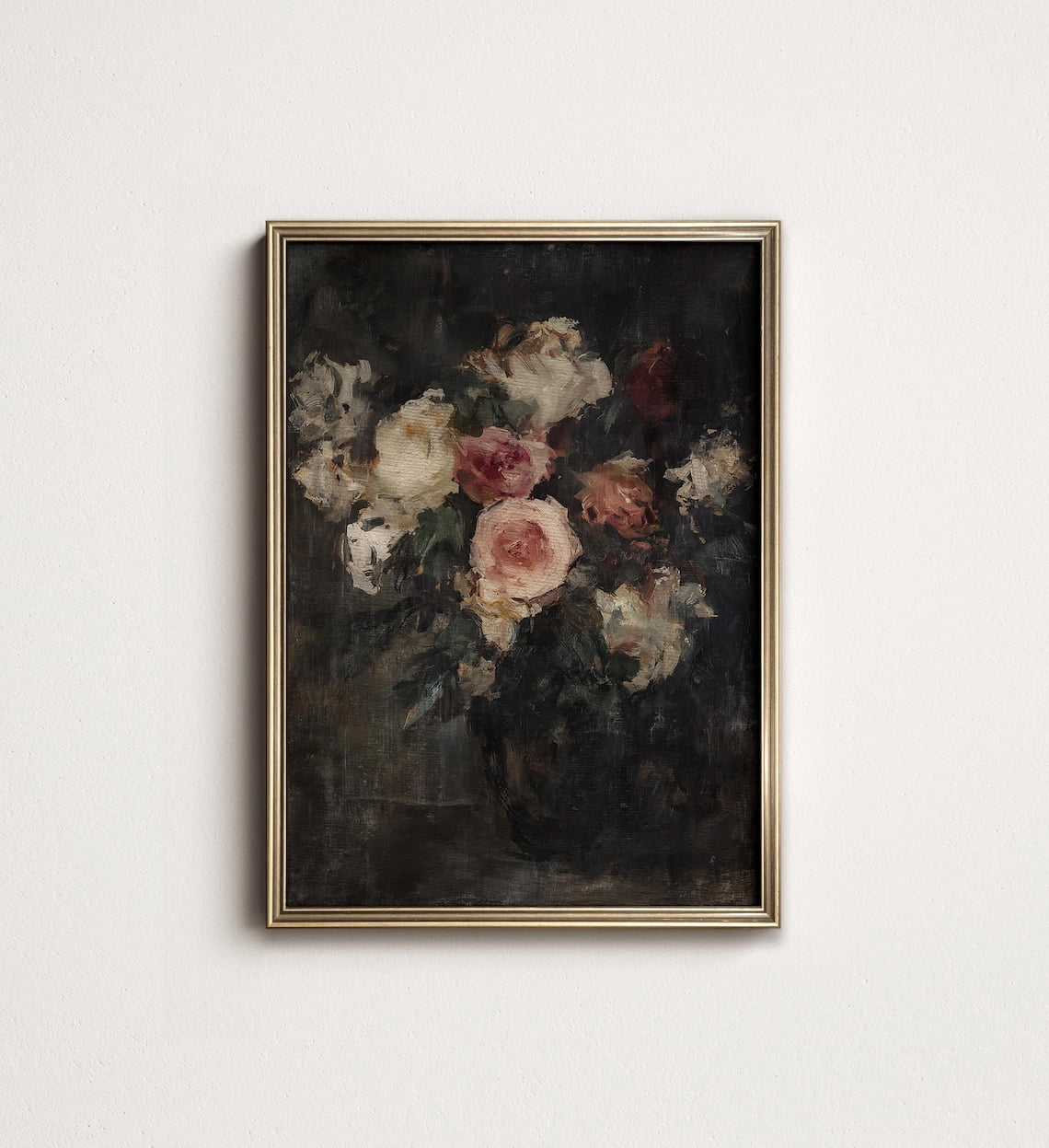 Dark Floral Moody Botanical Still Life Poster, Stretched Size 12x18 ...