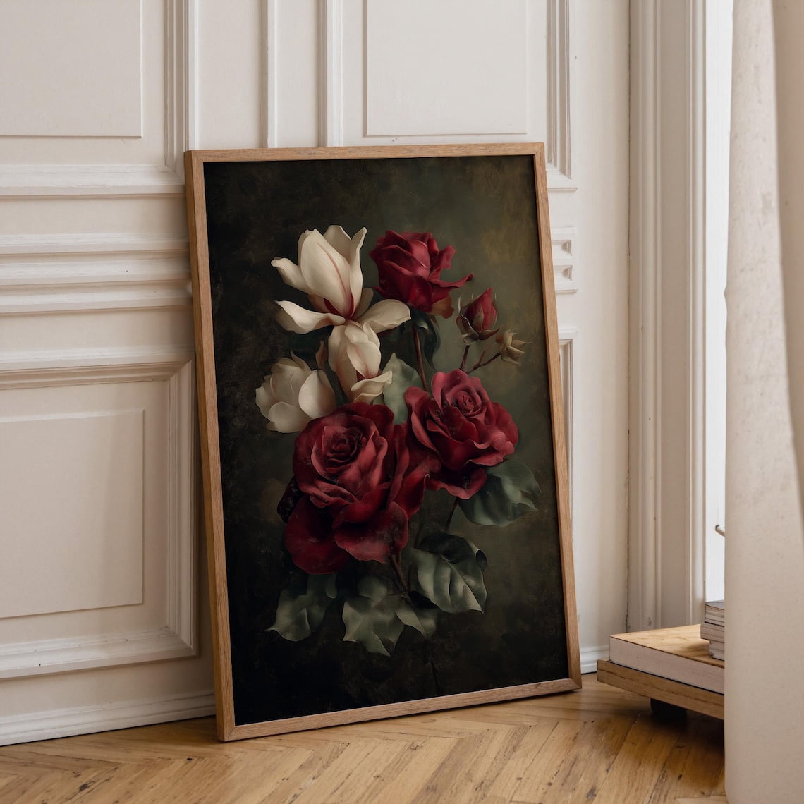 Dark Floral Moody Red Rose Gothic Botanical Graphic Poster Unframed ...