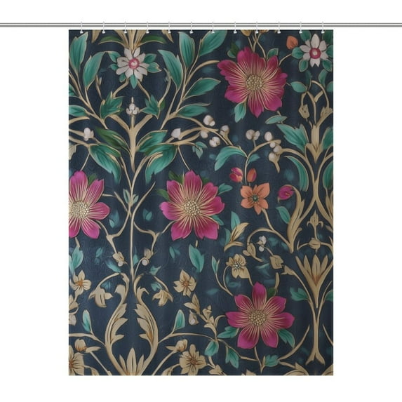Dark Floral Ornate Textile Design Cloth Fabric Bathroom Decor Set with ...