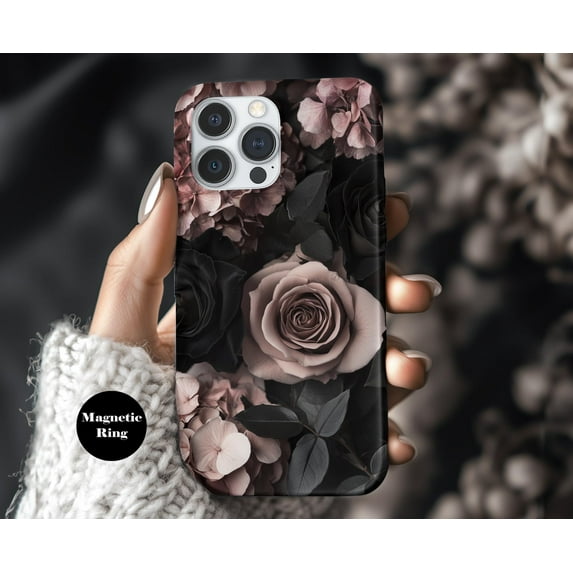 Dark Floral Phone Case with iPhone 17 through 11 Pro Max, Elegant ...