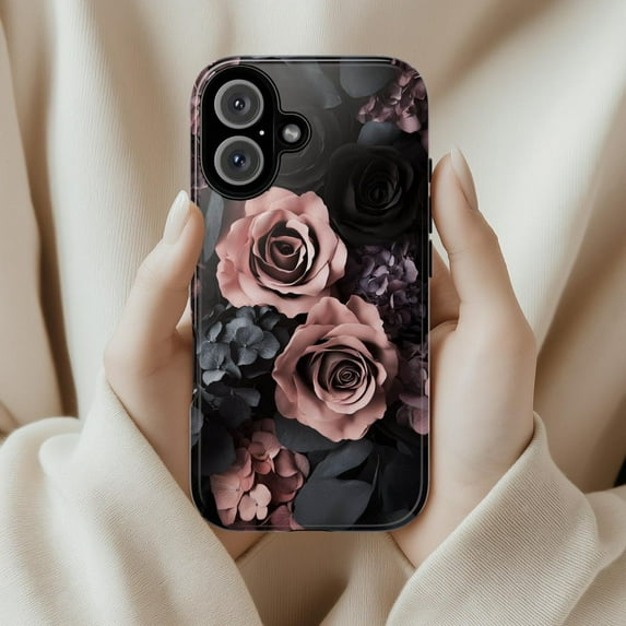 Dark Floral Pink Black Rose Gothic Academia Phone Case 17 16 15 14 13 ...