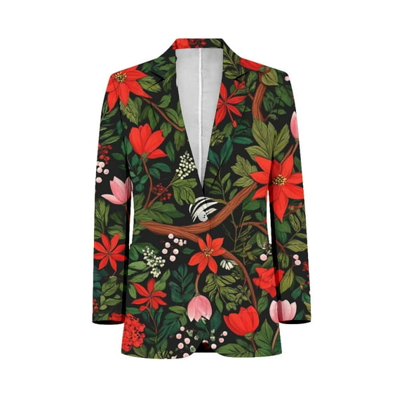 Dark Floral Red Pink Pattern Design Men Blazers Slim Clothing Summer ...