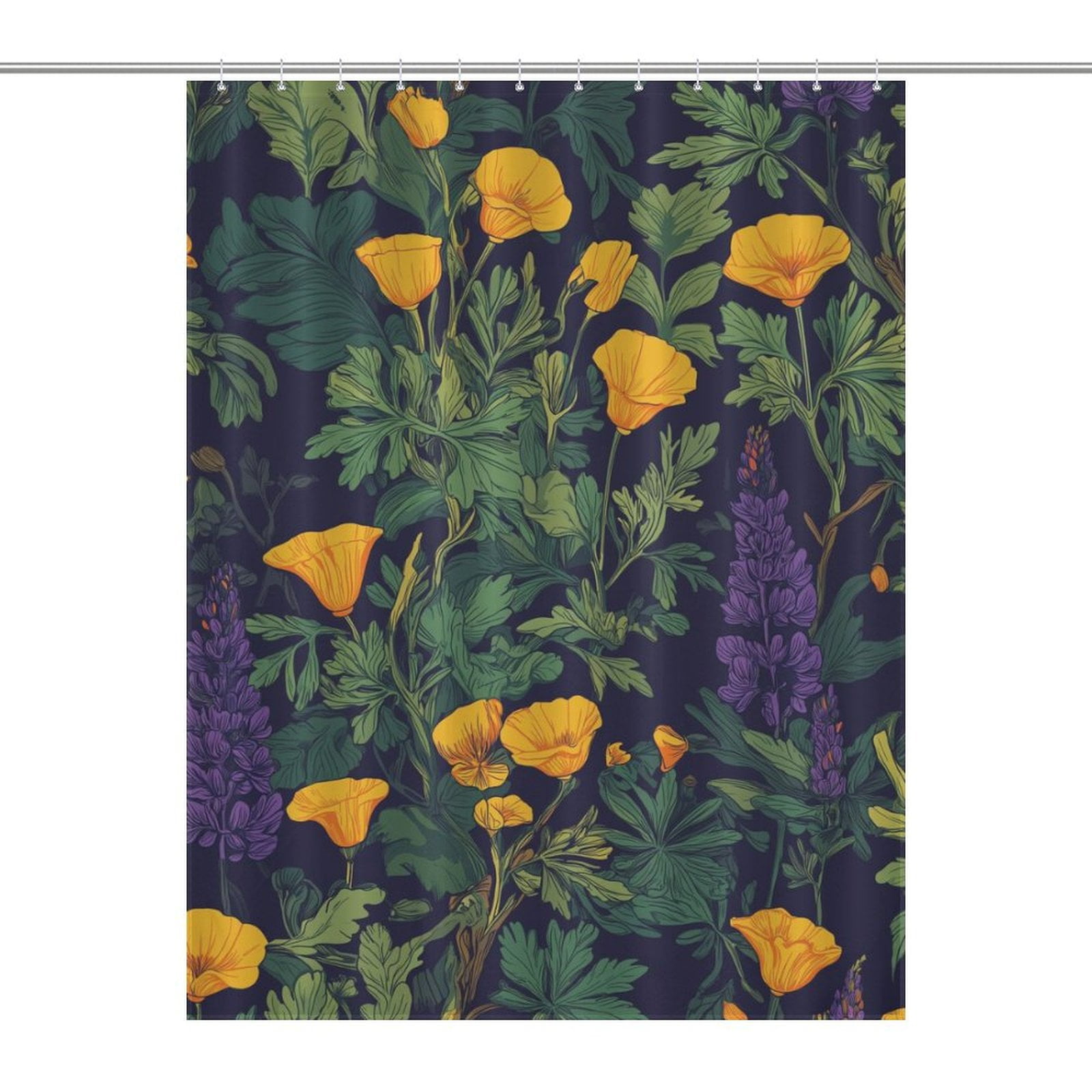 Dark Floral Seamless Pattern Design Shower Curtain , Enchanted Forest ...