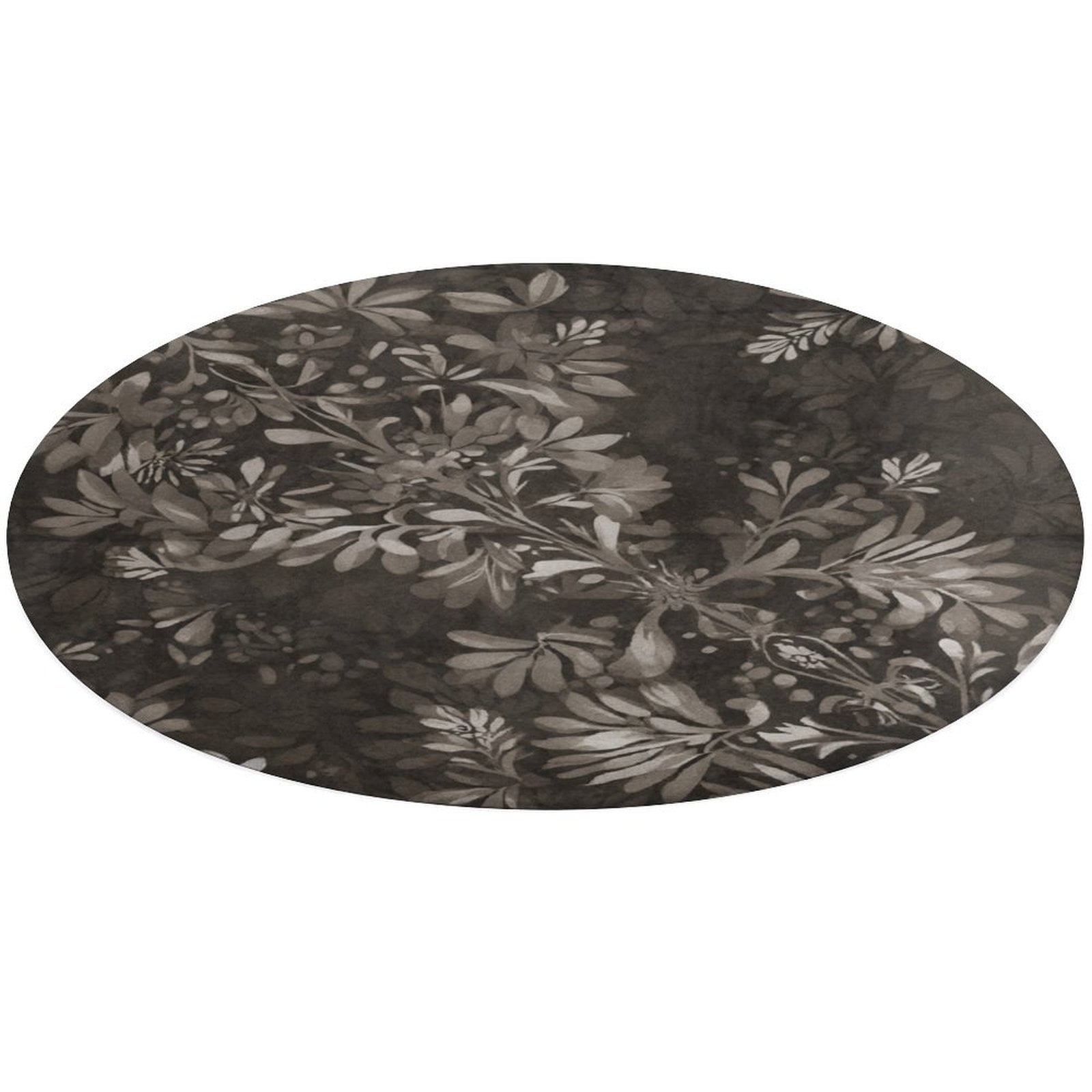 Dark Floral Sepia Watercolor Print Design Round Carpet Living Room ...
