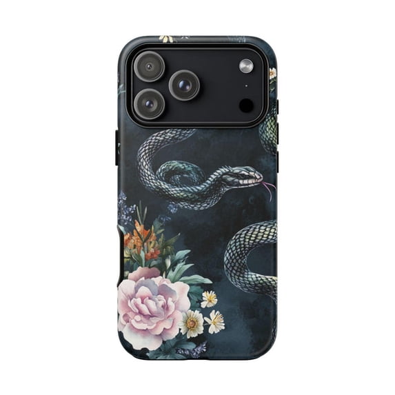 Dark Floral Snake Aesthetic Case for iPhone 11 12 13 14 15 16 17 Pro ...
