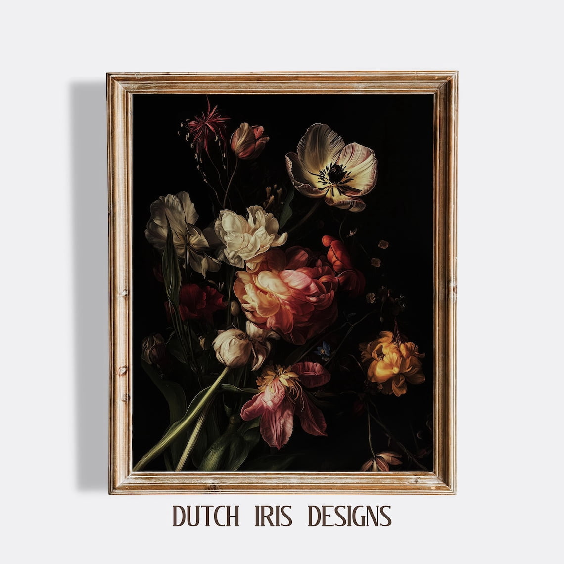 Dark Floral Wall Art, Moody Vintage Flower Arrangement, Rustic ...