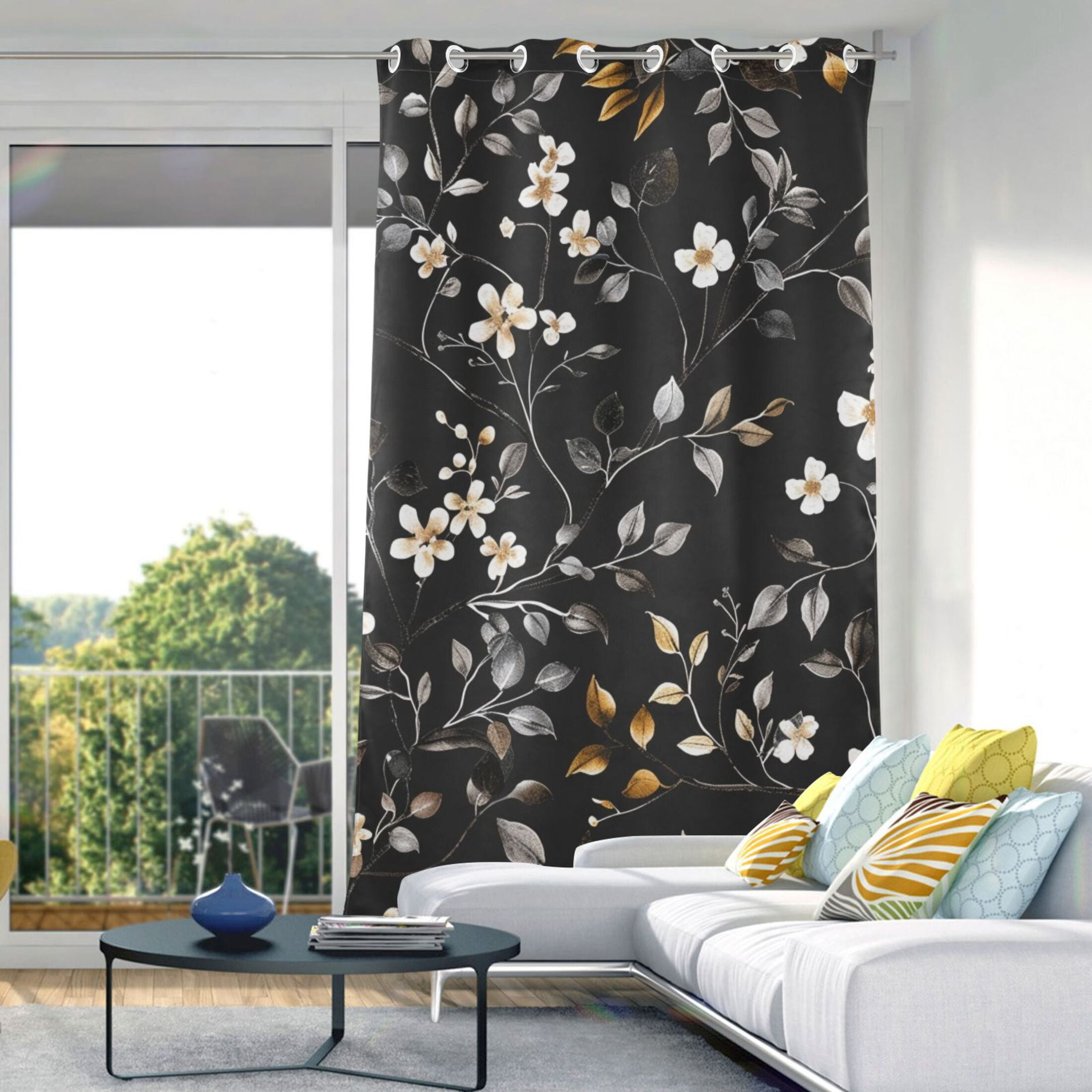 Dark Floral and Botanical Flower Blackout Curtains W82 x L52 1 Panel ...