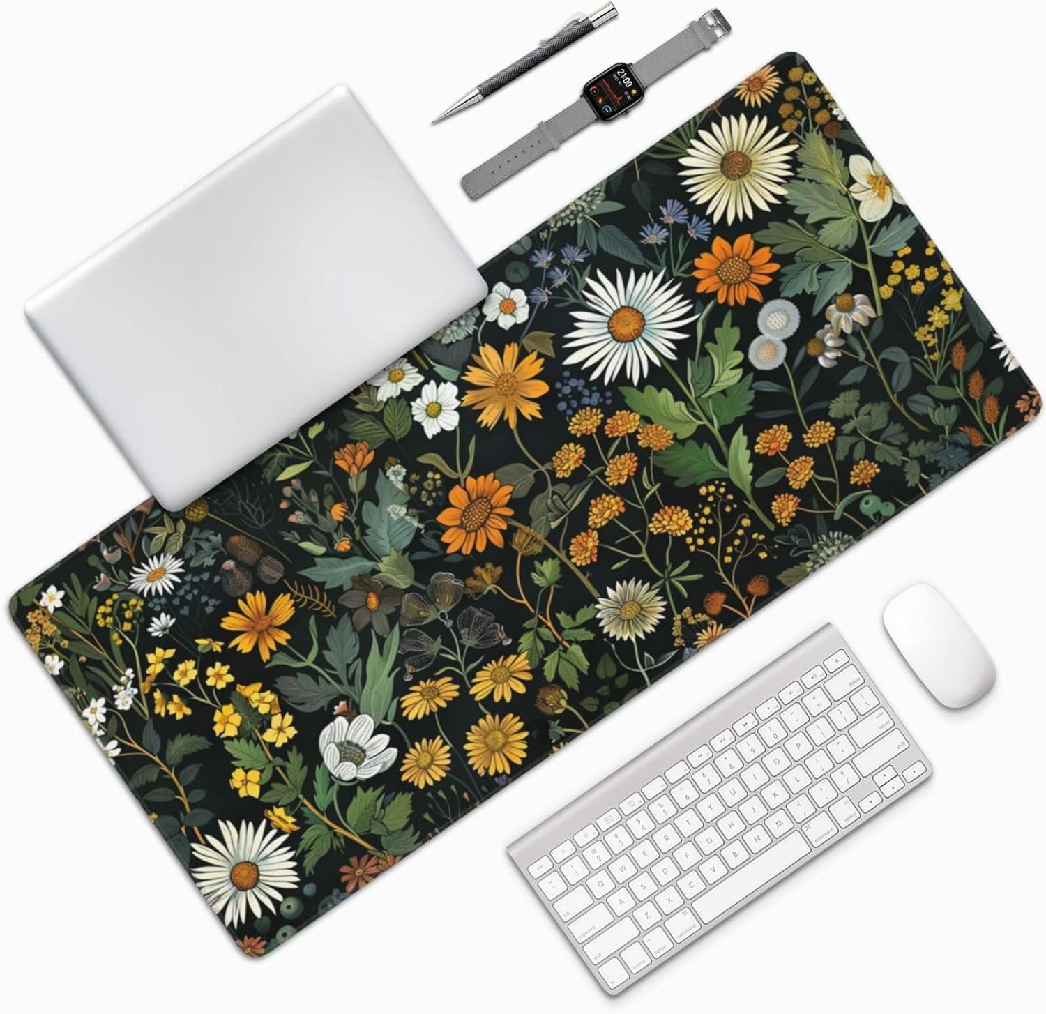 Dark Flower Floral Plants Mousepad Extended Large Gaming Mouse Pad XXL ...