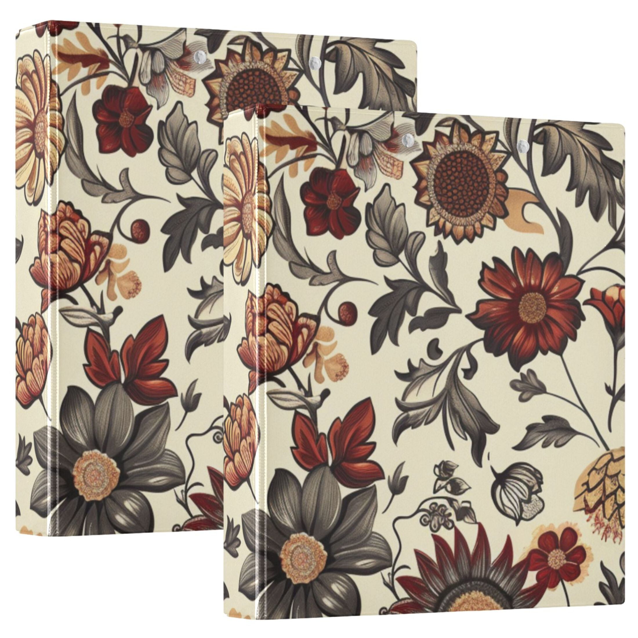 Dark Flowers Floral 3 Ring Binders 1.5 inch Hardcover File Folders with ...
