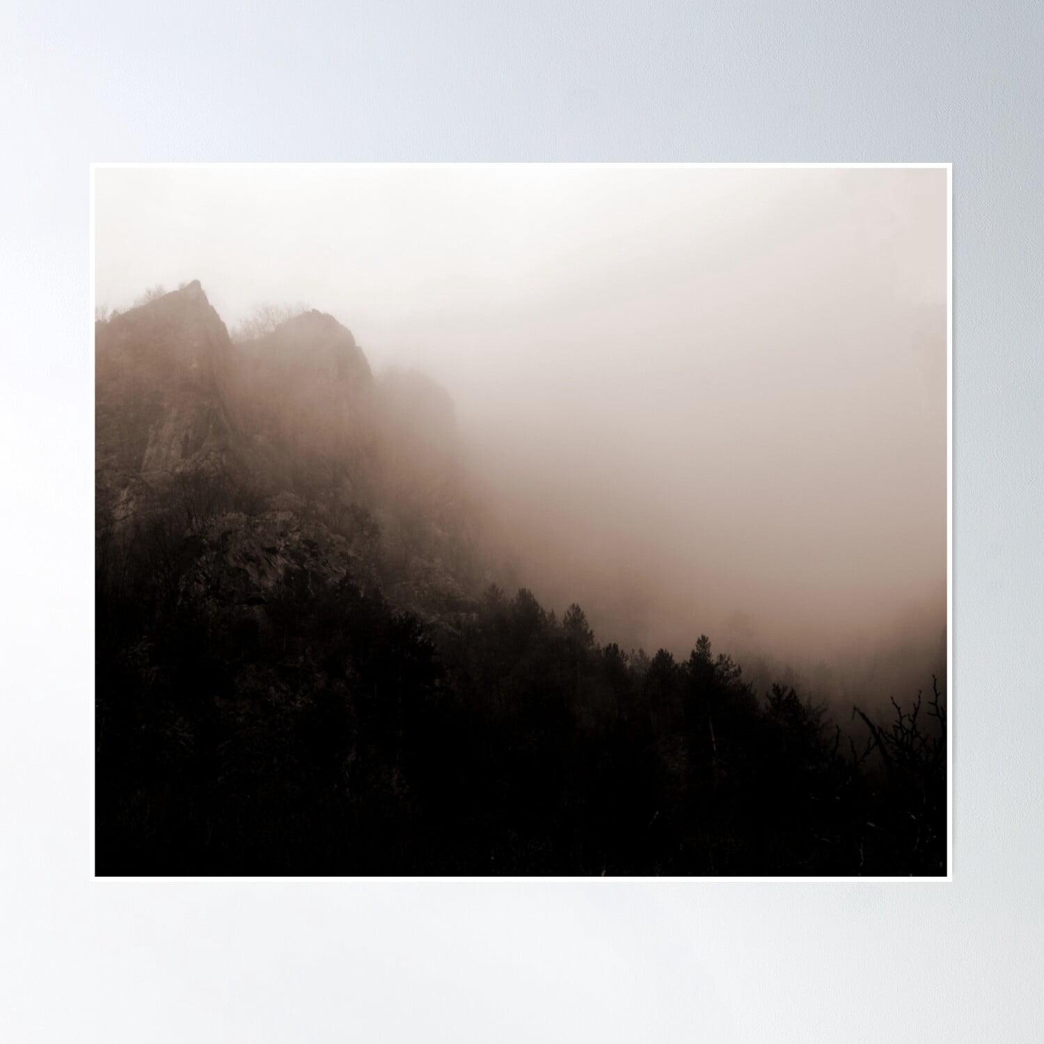 Dark Foggy Forest Background Landscape Photography Poster Wall Art ...