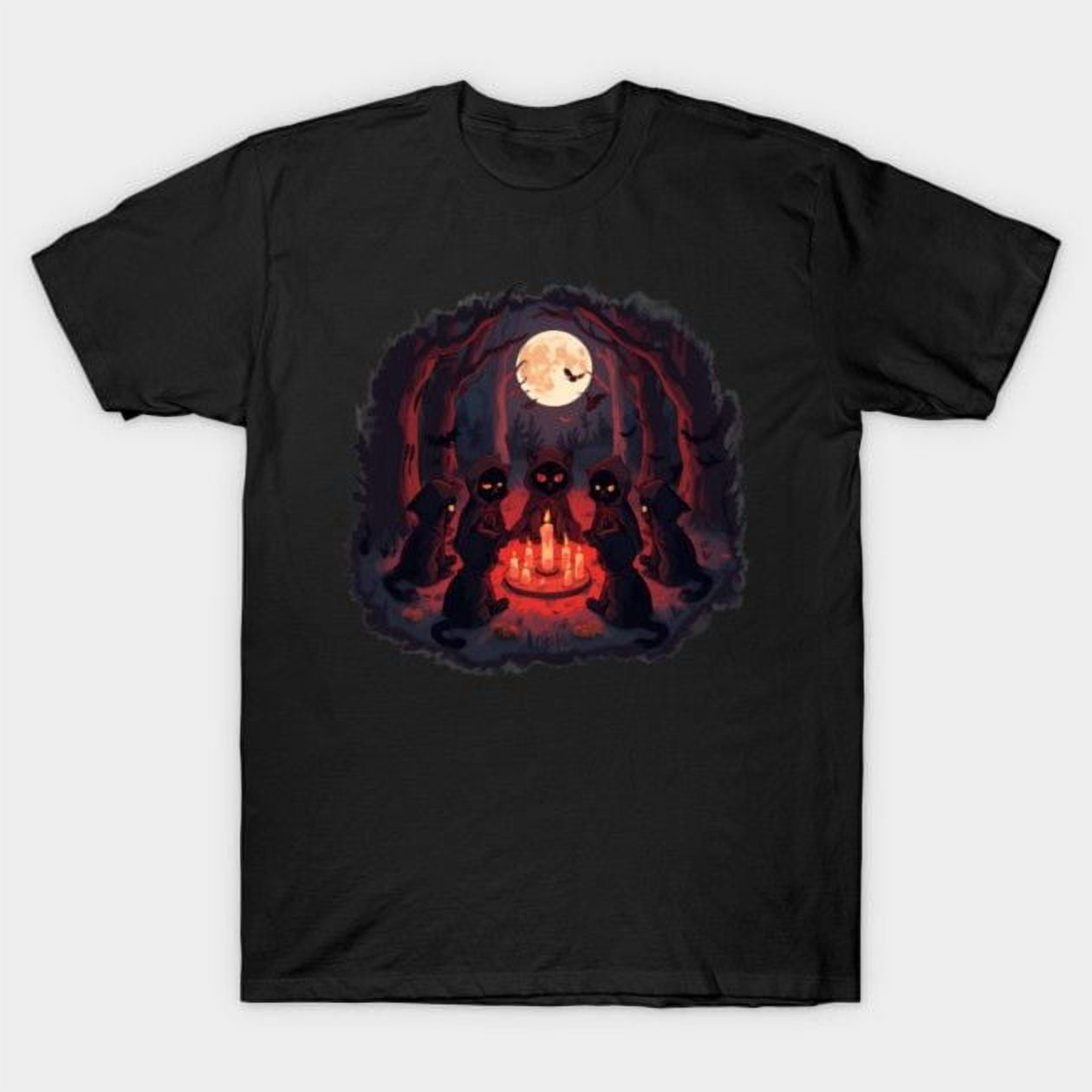 Dark Forest Cats Shirt Candlelight Ritual Moon Scene Gothic Aesthetic ...