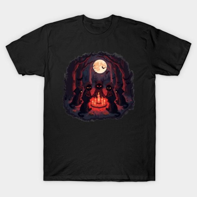 Dark Forest Cats Shirt Candlelight Ritual Moon Scene Gothic Aesthetic ...