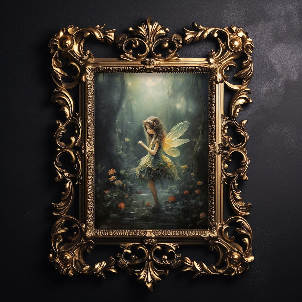 Dark Forest Flower Fairy, Floral Cottagecore Print, Fairycore Wall Art ...