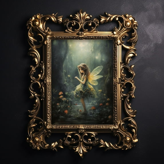 Dark Forest Flower Fairy, Floral Cottagecore Print, Fairycore Wall Art ...